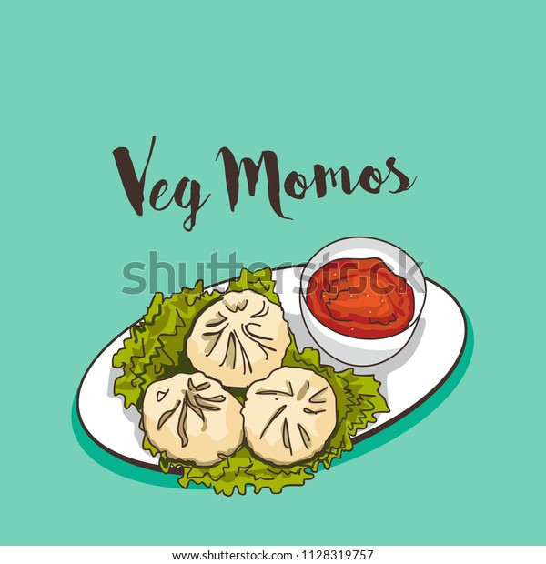 Chinese Food Vegetable Momos Vector Stock Vector (Royalty Free ...