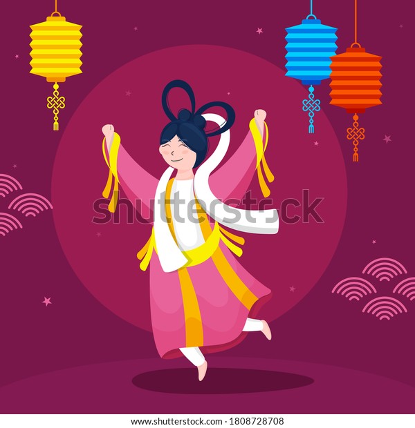 Chinese Goddess Change Character Dancing Jumping Stock Vector (Royalty ...