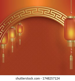 Chinese Gold Pattern Oriental Asian Elements Stock Vector (Royalty Free ...