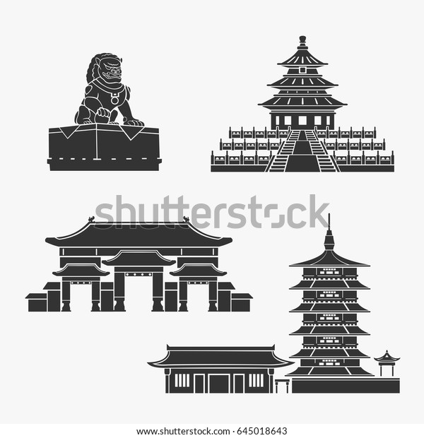 Chinese Historical Buildings Symbol Vector 库存矢量图（免版税）645018643