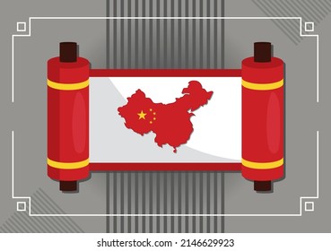 Chinese Map Parchment Design Stock Vector (Royalty Free) 2146629923 ...