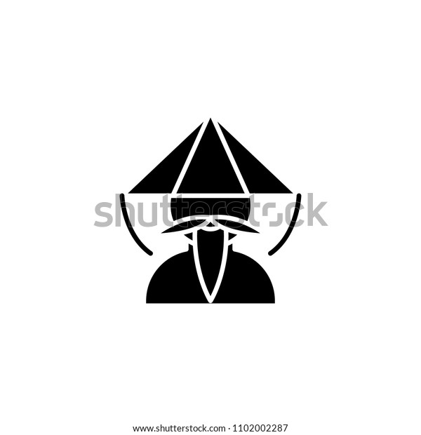 Chinese Monk Black Icon Concept Chinese Stock Vector (Royalty Free ...