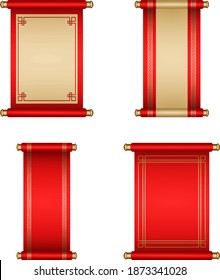 Set Red Ancient Scrolls Vector Illustration Stock Vector (Royalty Free ...