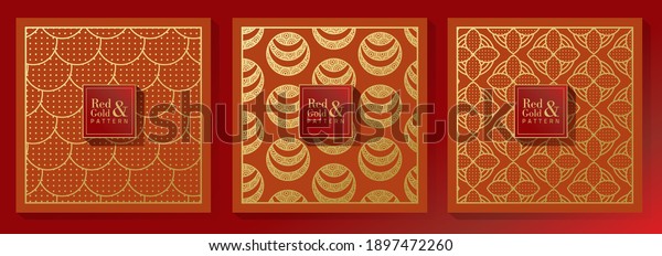 Chinese Red Gold Pattern Stock Vector (Royalty Free) 1897472260 ...