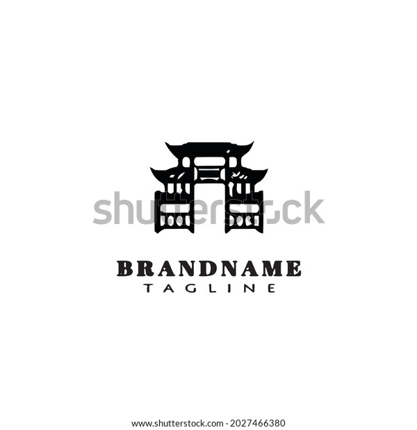 Chinese Temple Building Logo Design Template Stock Vector (Royalty Free ...