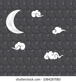 Chinese Traditional Clouds Moon Pattern Stock Vector (Royalty Free ...