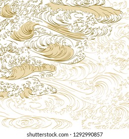 Chinese Wave Background Gold Hand Drawn Stock Vector (Royalty Free ...