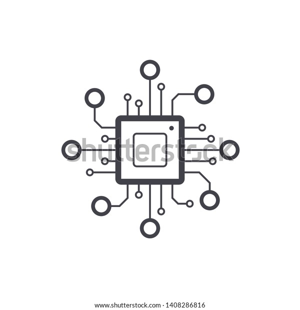 Chip Isolated Minimal Icon Processor Line Stock Vector Royalty Free 3553