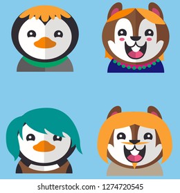 Chipmunk Monkey Pinguin Stock Vector (Royalty Free) 1274720545 ...