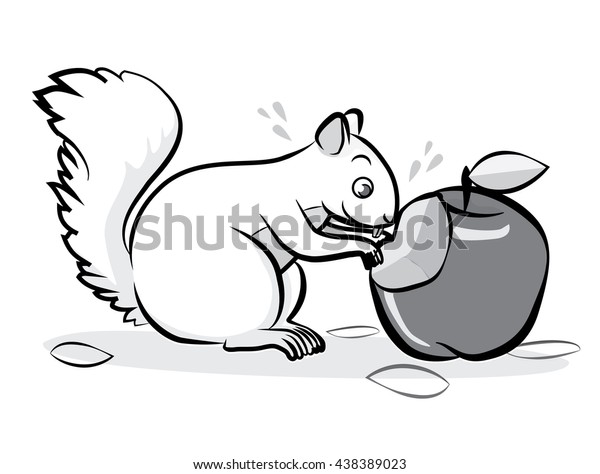 Chipmunks Eat Apple Cartoon Vector: vector de stock (libre de regalías ...