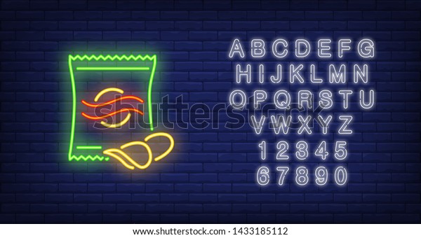 Chips Packet Neon Sign Glowing Illustration Stock Vector (Royalty Free ...