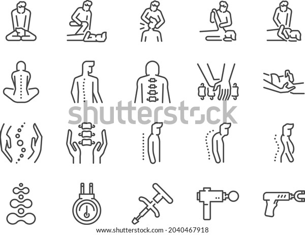 Chiropractic Line Icon Set Included Icons Stock Vector (Royalty Free) 2040467918