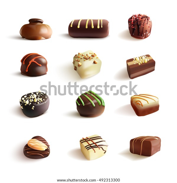 Gran set de bombones. Ilustración Realista: vector de stock (libre de ...