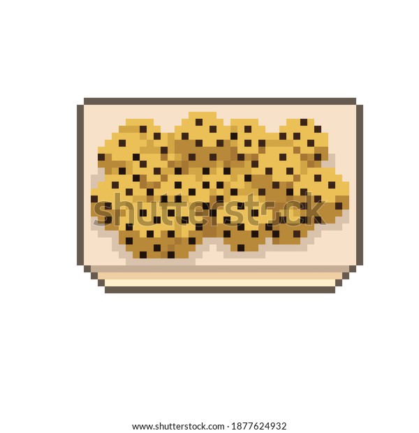 Chocolate Chip Cookies Pixel Art Vector: เวกเตอร์สต็อก (ปลอดค่า ...