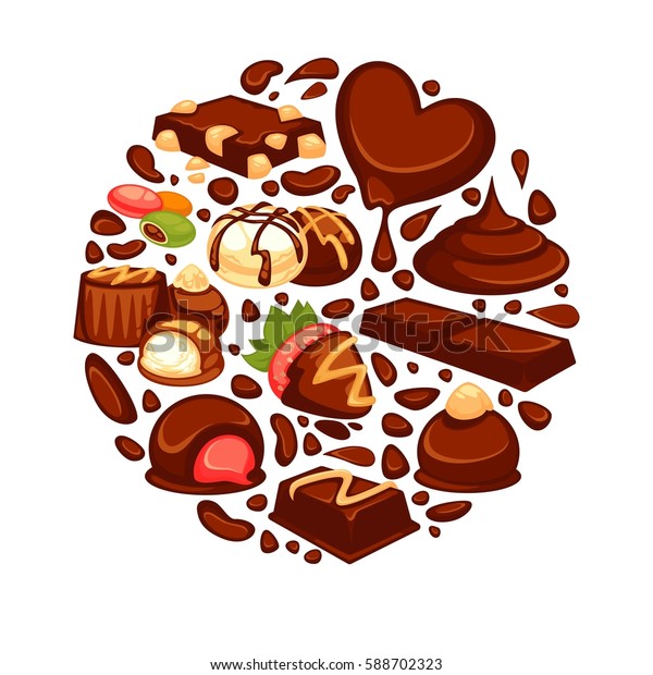 Chocolate Circle Poster Template Confectionery Desserts Stock Vector ...