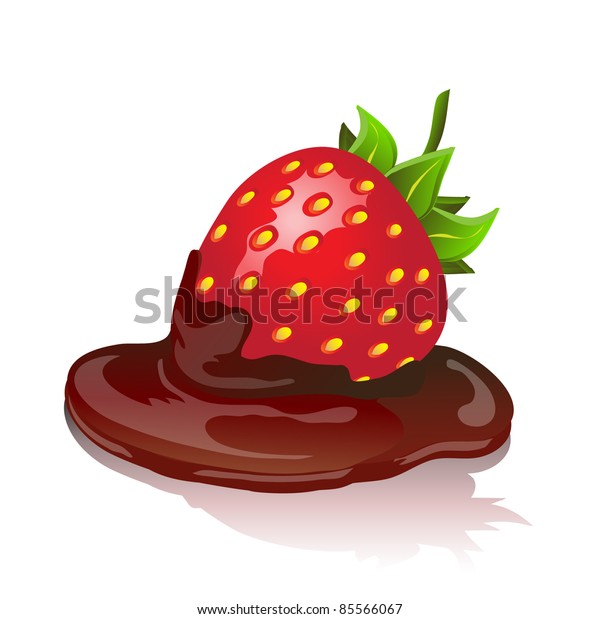 Chocolate Covered Strawberry Shadow On White Stock Vector (Royalty Free ...