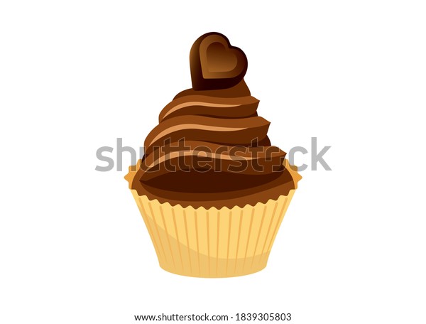 Chocolate Cupcake Chocolate Heart Icon Vector Stock Vector (Royalty ...