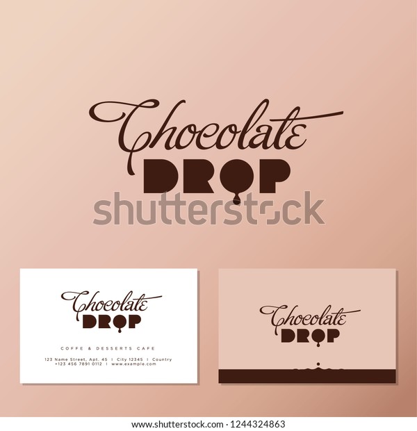 Chocolate Drop Logo Cafe Bakery Typography Stock Vector (Royalty Free ...