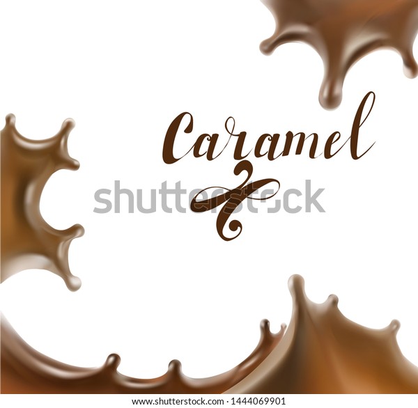 Chocolate Drops Splatter Caramel Realistic 3d Stock Vector (Royalty ...