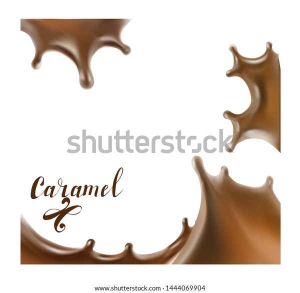 Chocolate Drops Splatter Caramel Realistic 3d Stock Vector (Royalty ...