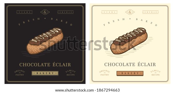 Chocolate Eclair Vintage Retro Logo Illustration Stock Vector (Royalty ...