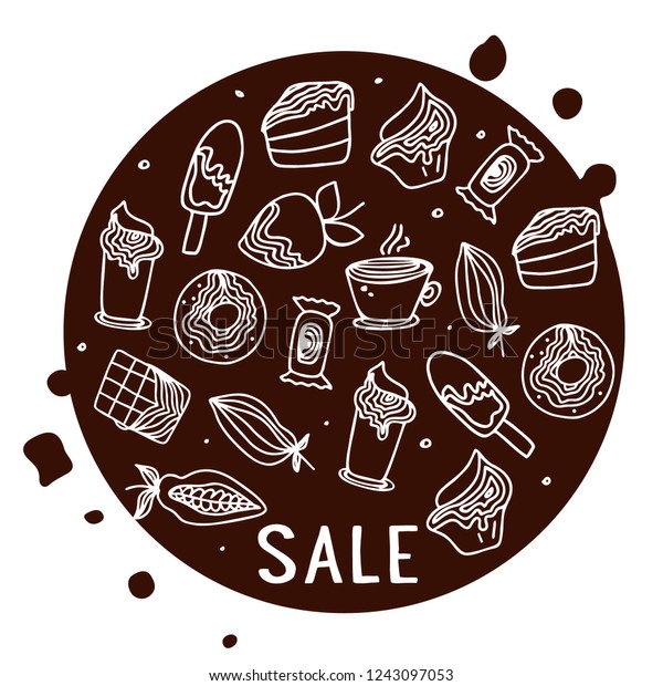 Chocolate Set Hand Drawn Shop Window Stock Vector (Royalty Free ...