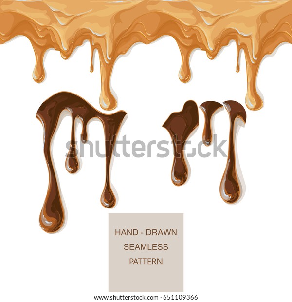 Chocolate Streams Melted Caramel Syrup Drip Stock Vector (Royalty Free ...