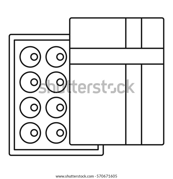 Chocolates Box Icon Outline Illustration Chocolates Stock Vector ...