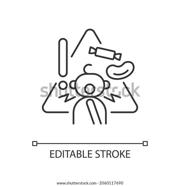 Choking Hazard Foods Linear Icon Child Stock Vector (Royalty Free ...