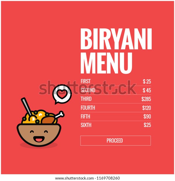 Choose Your Biryani Menu Design Vector Stock Vector (Royalty Free ...