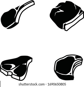 Chop Steak Glyph Vector Icons Stock Vector (Royalty Free) 1690650805 ...