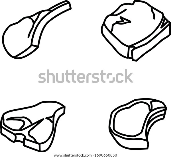 Chop Steak Outlines Vector Icons Stock Vector (Royalty Free) 1690650850 ...