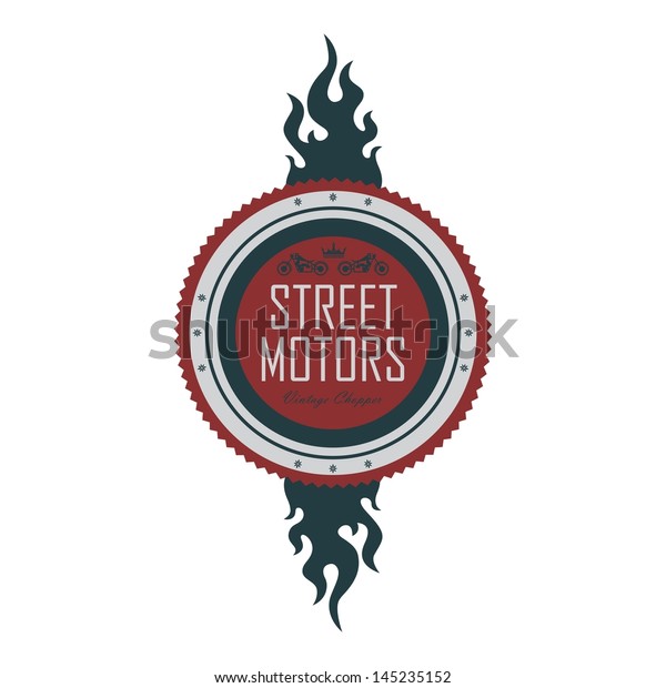 Chopper Motorcycle Blue Flame Label Stock Vector (Royalty Free ...
