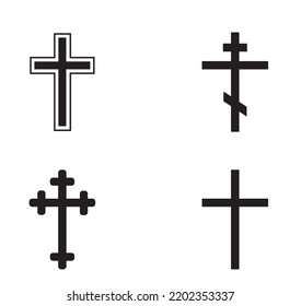 Christian Cross Icon Vector Set Stock Vector (Royalty Free) 2202353337 ...
