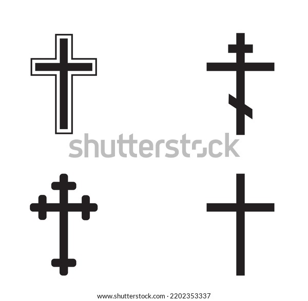 Christian Cross Icon Vector Set Stock Vector (Royalty Free) 2202353337 ...