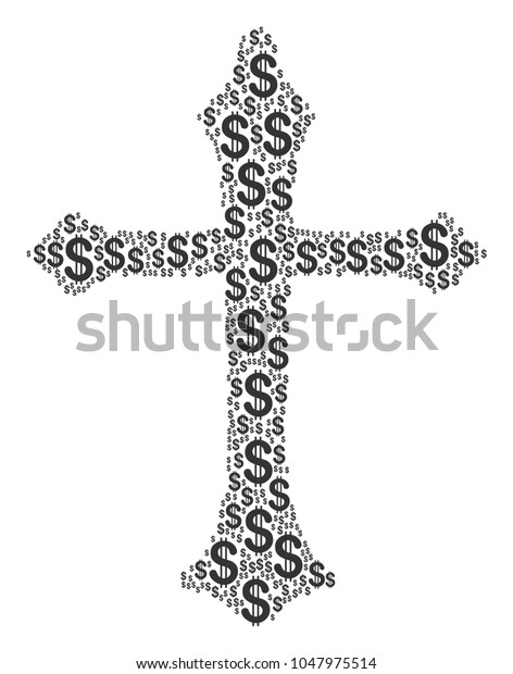 Christian Cross Mosaic Dollars Vector Dollar Stock Vector (Royalty Free ...