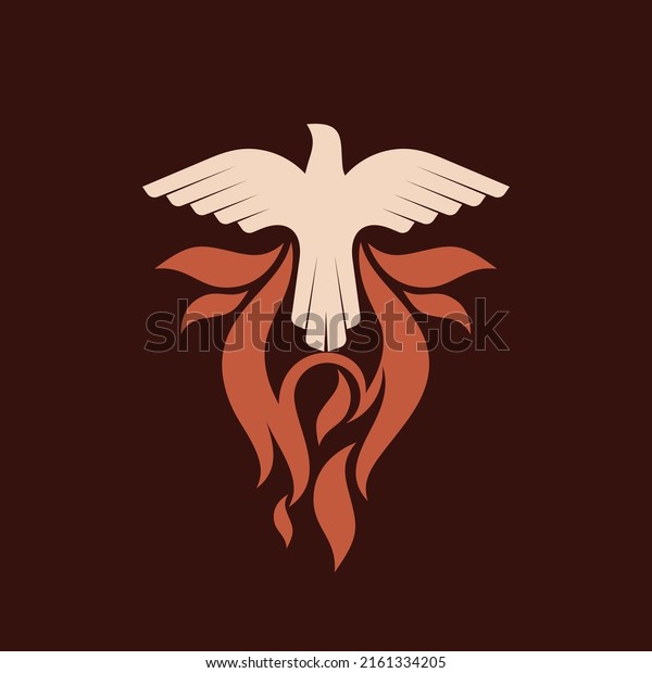 Christian Illustration Dove Flame Fire Symbol Stock Vector (Royalty ...