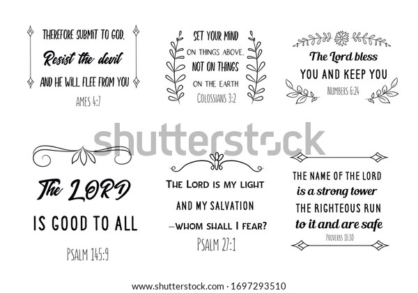 Christian Quotes Bible Verses Scripture Set Stock Vector (Royalty Free ...