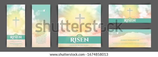 Christian Religious Design Easter Celebration Set Stock Vector (Royalty ...