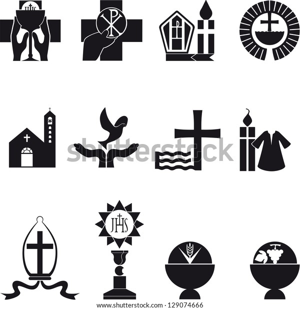 Christian religious icons vector isolated on white