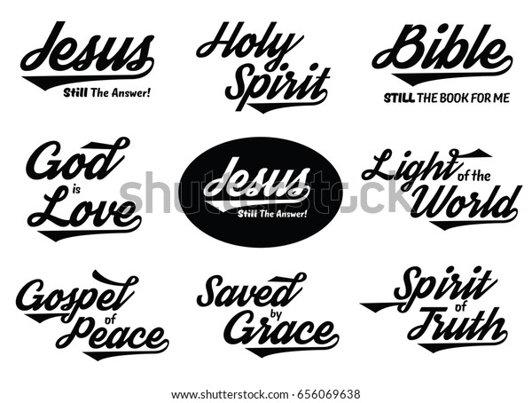 Christian Typography Lettering Vector Set Jesus Stock Vector (Royalty ...