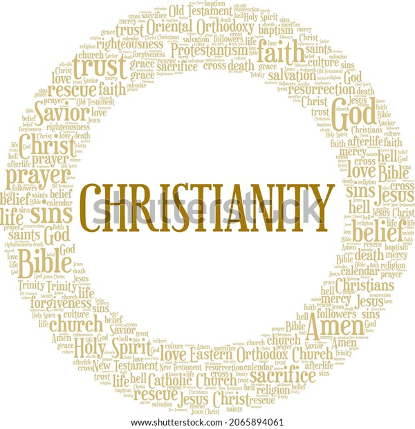 Christianity Vector Illustration Word Cloud Isolated: เวกเตอร์สต็อก ...