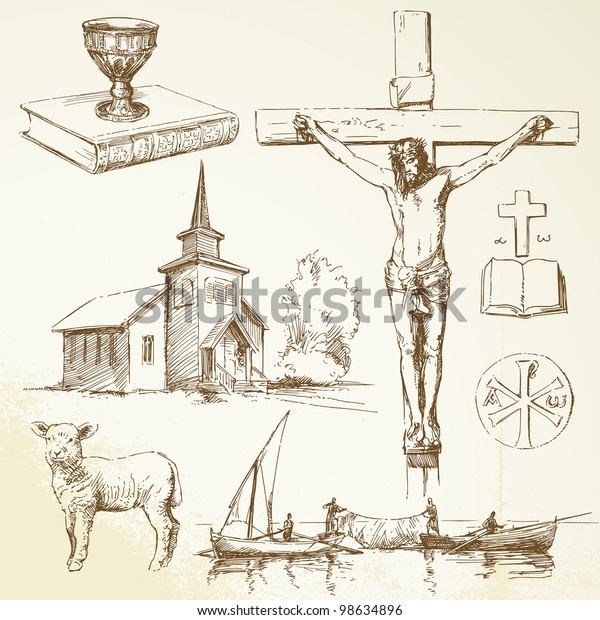 Christianityhand Drawn Collection Stock Vector (Royalty Free) 98634896 ...