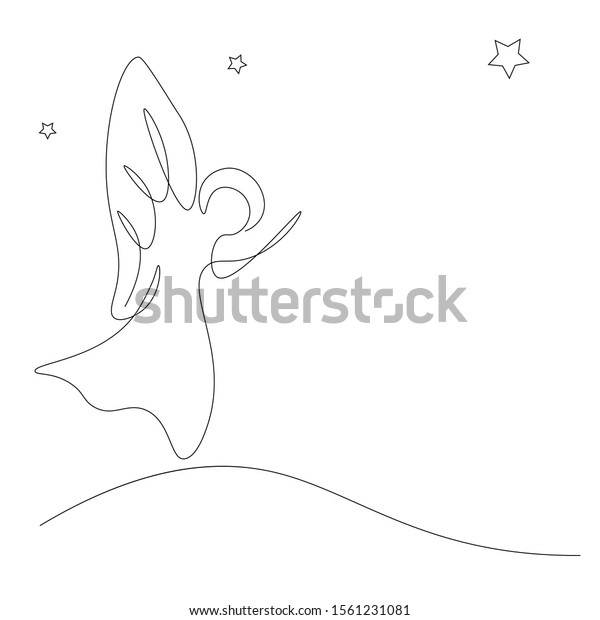 Christmas Angel Continuous Line Drawing Vector Stock Vector (Royalty ...
