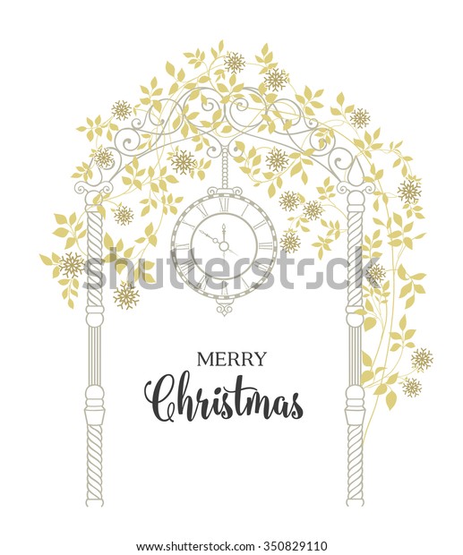 Christmas Arch Snowflake Leaves Isolated Over Stock Vector (Royalty ...