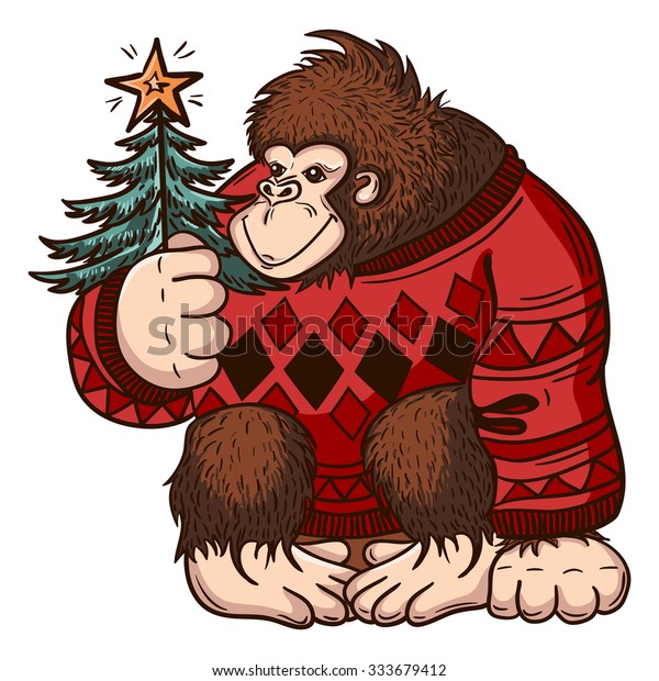 Christmas Background Card Monkey Merry Christmas Stock Vector (Royalty ...