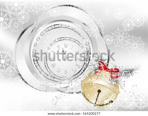 Christmas Background Jingle Bell Clock Stock Vector (Royalty Free ...