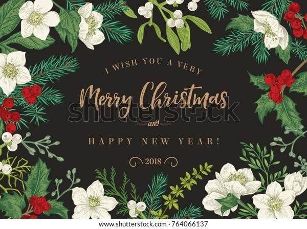 Christmas Background Rustic Style Wedding Invitation Stock Vector ...