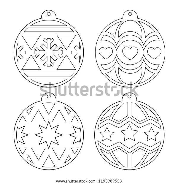 Christmas Balls Set Stencils Cutting Decorating Stock Vector (Royalty ...