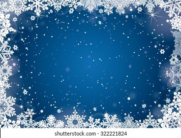 Blue Christmas Background Frame Snowflakes Stars Stock Vector (Royalty ...